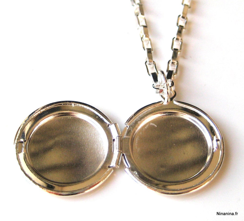 Collier photo homme pendentif rond Argent plaqué - Ninanina