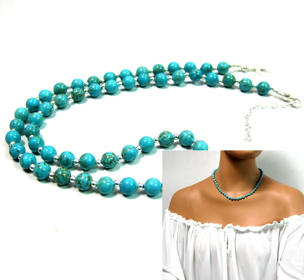 Collier Turquoise véritable et Argent 925 massif - Ninanina