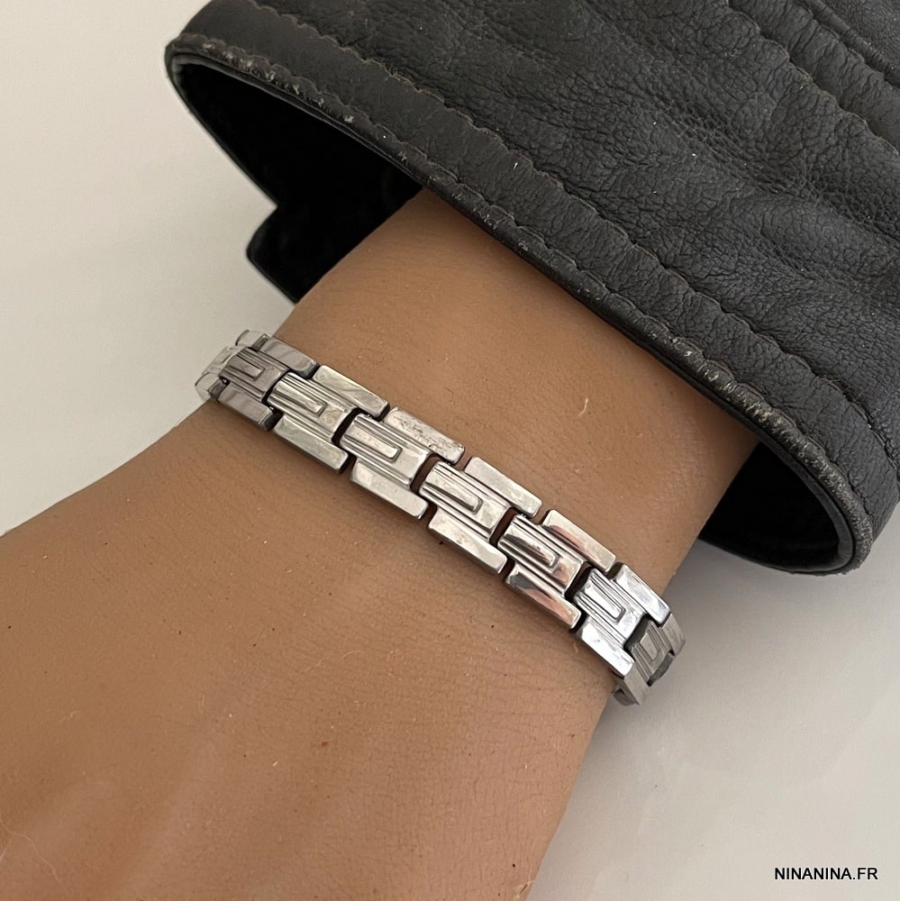 Bracelet Acier inoxydable homme maillons rectangles - Ninanina