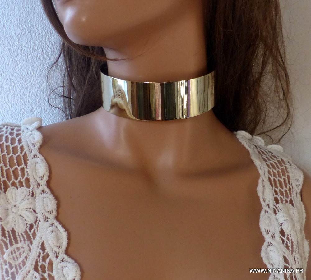 Collier ras de cou doré rigide - Torque large - Ninanina