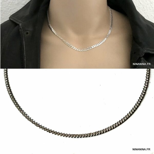 Chaine homme Argent 925 massif maille gourmette - Ninanina