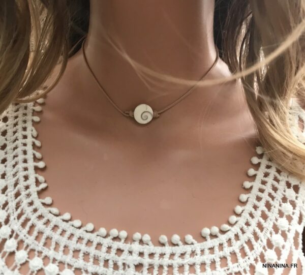Collier oeil de sainte lucie ras de cou cordon cuir - Ninanina
