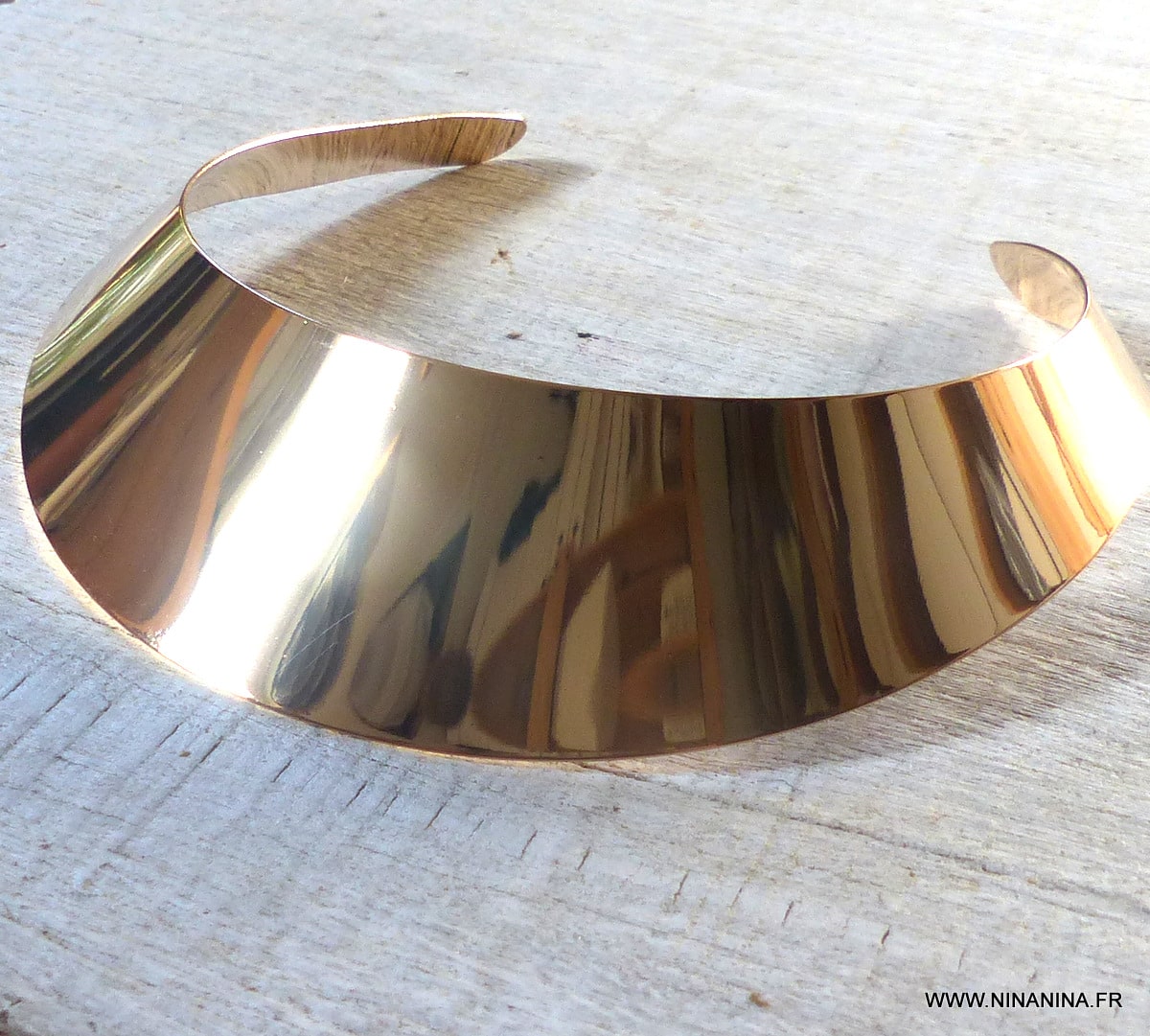 Collier torque ethnique ras de cou large pour femme - Ninanina