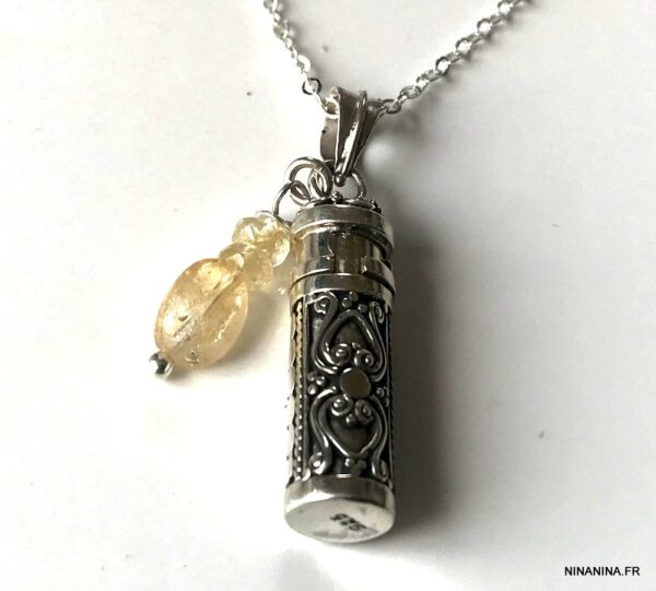 Pendentif pour cendre funeraire - Collier citrine jaune - Ninanina