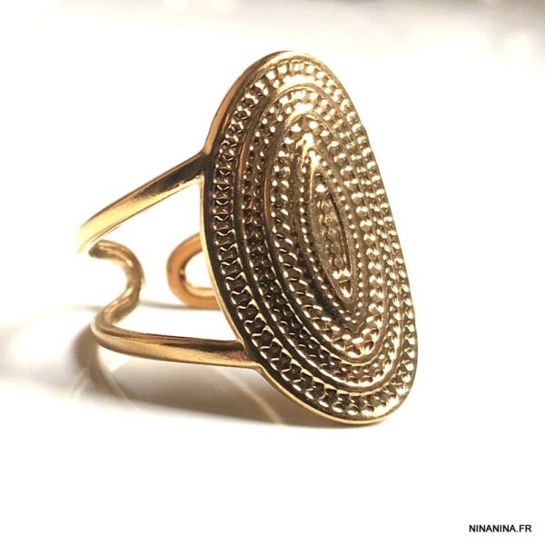 Bague acier inoxydable femme Ovale réglable- Ninanina
