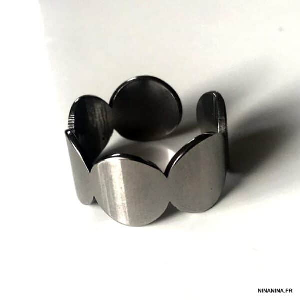 Bague Acier ajustable géometrique femme - Ninanina