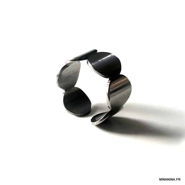 Bague Acier ajustable géometrique femme - Ninanina