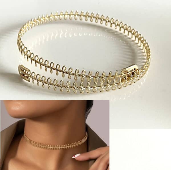 Collier ras de cou doré femme - Collier torque maille - Ninanina