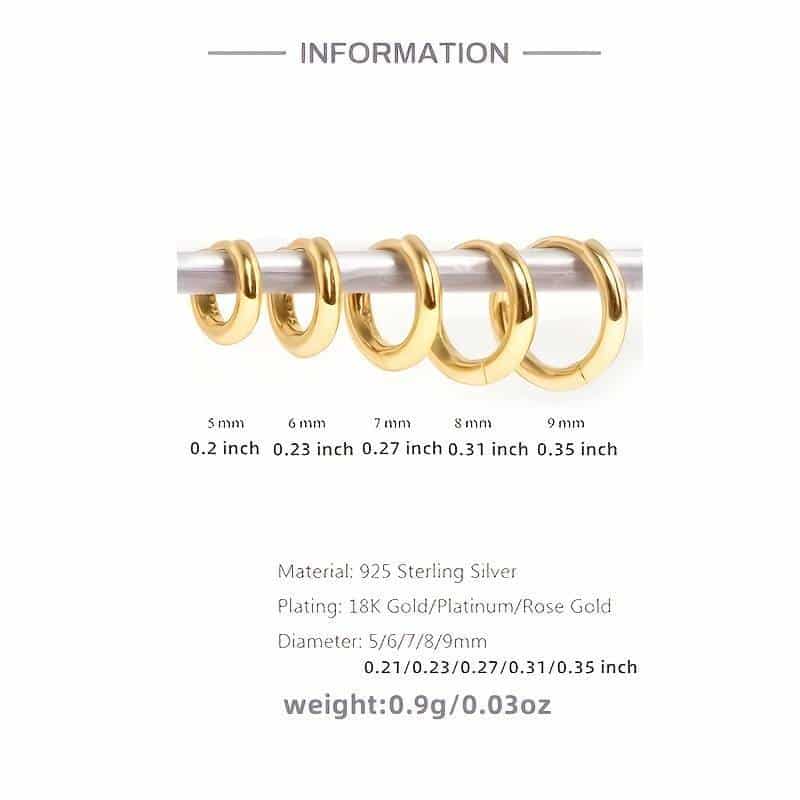 Creoles 8 mm Argent 925 Plaqué Or Minimalistes - Ninanina